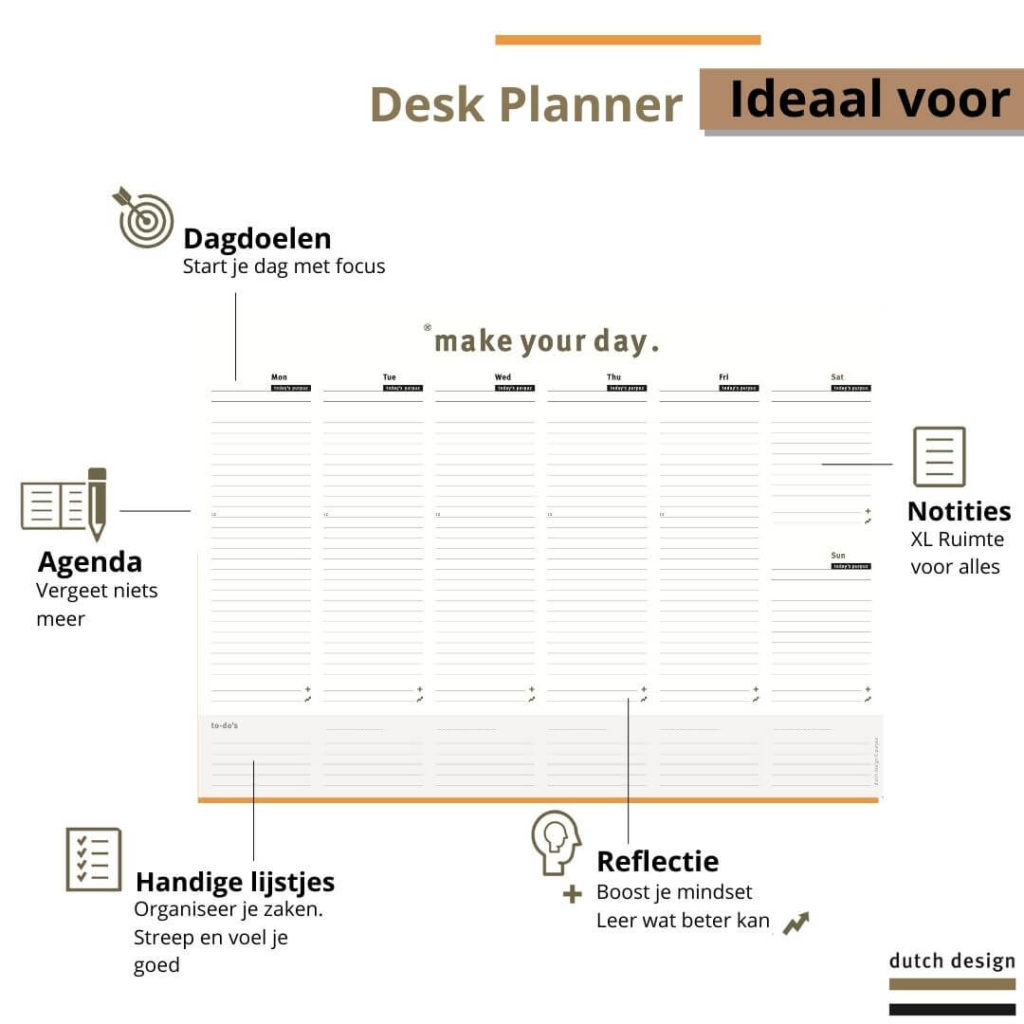 Purpuz Deskplanner - A4+ Weekplanner - Krijg Overzicht >>